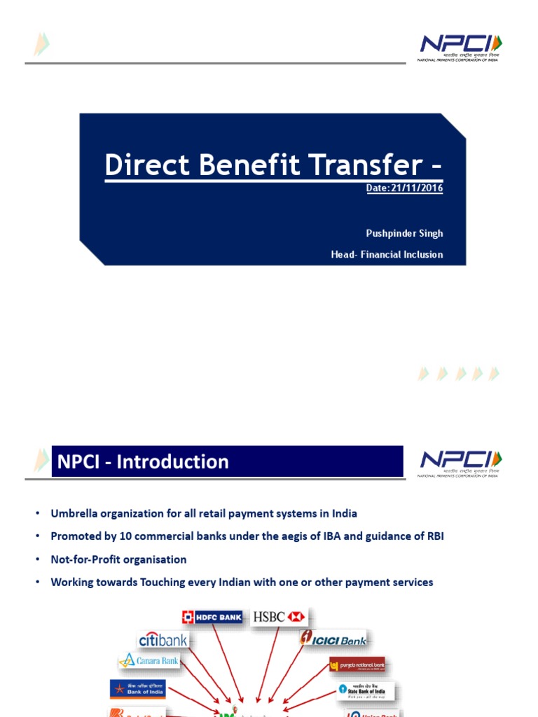 NPCI DBT Presentation | PDF | Banking | Payments
