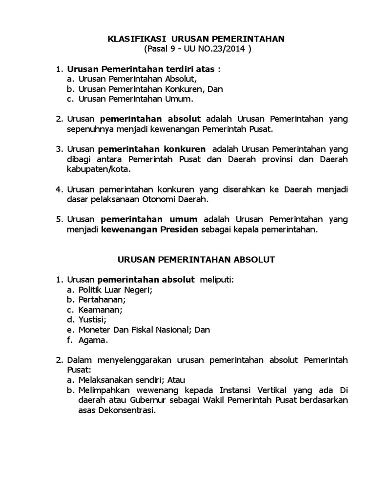 Definisi Urusan Pemerintahan | PDF | Politik