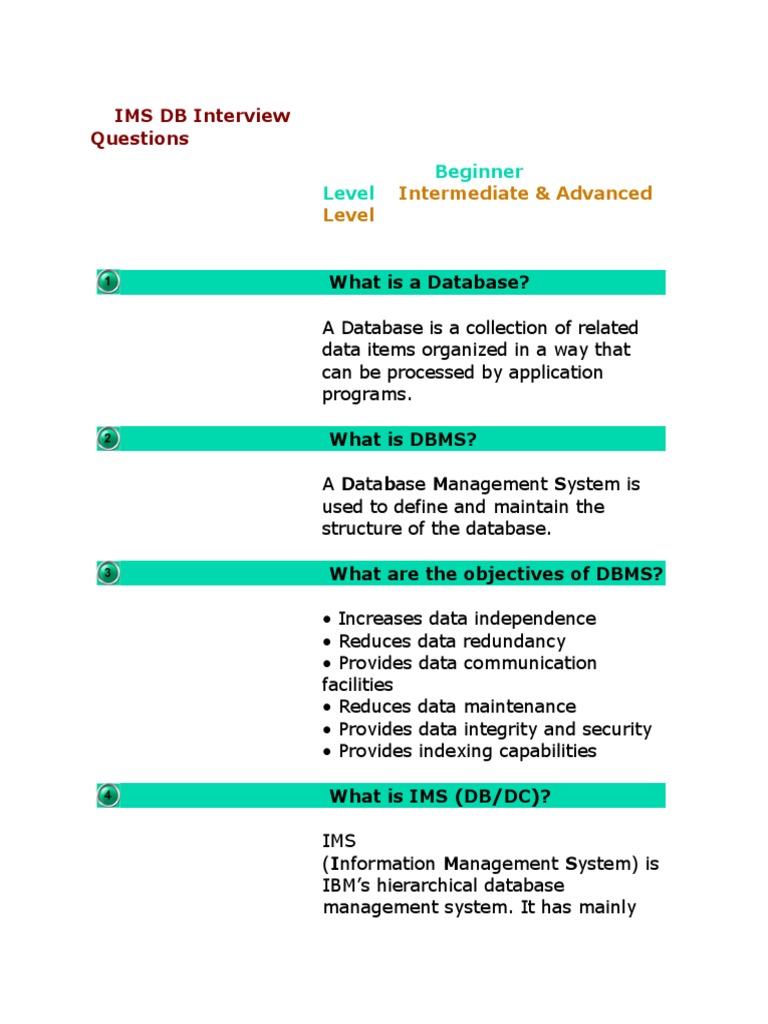 IMS DB Interview Questions: Beginner Level | PDF | Databases | Information Science