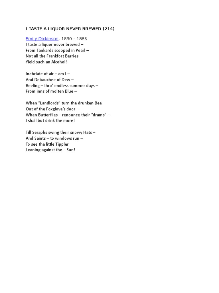 I Taste A Liquor Never Brewed | PDF