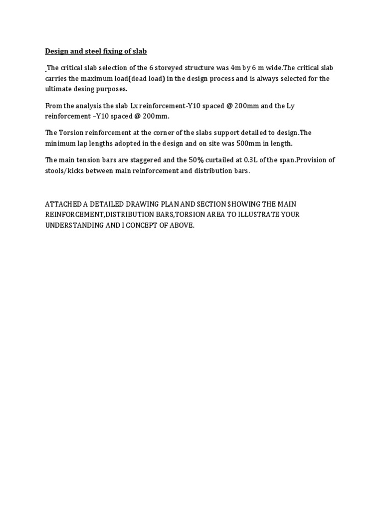 Design and Steel Fixing of Slab | PDF | Beam (Structure) | Column