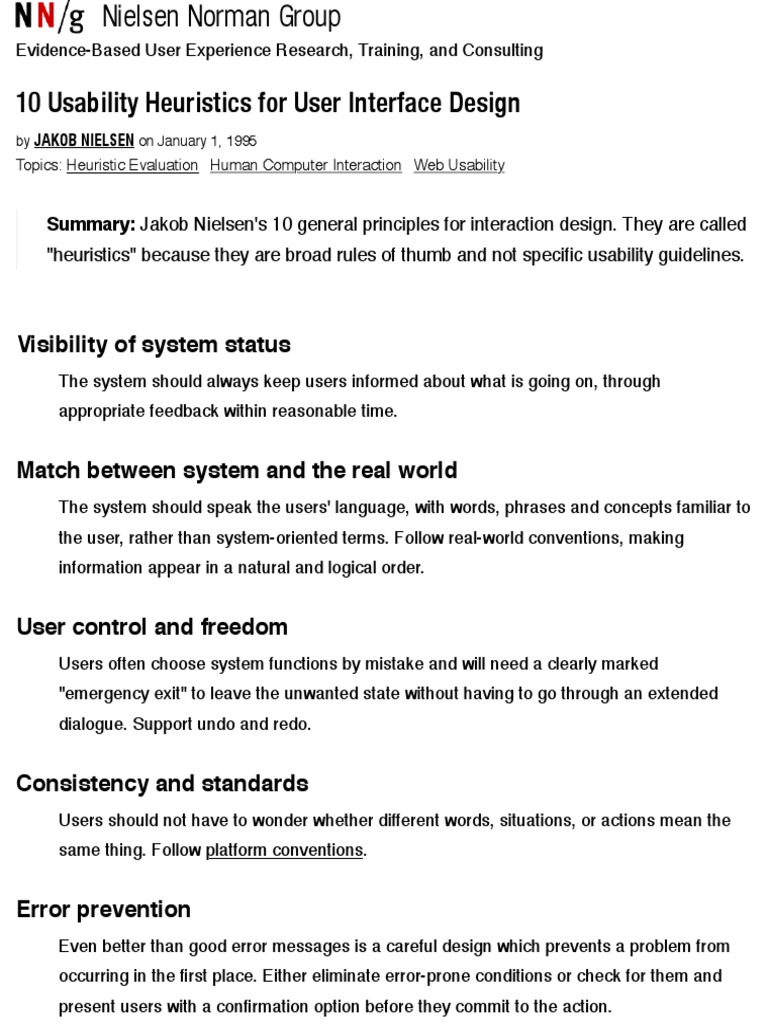 10 Heuristics for User Interface Design: Article by Jakob Nielsen ...