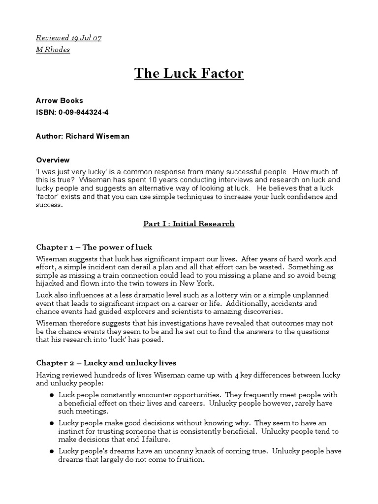 Review the Luck Factor | PDF | Luck | Neuroscience