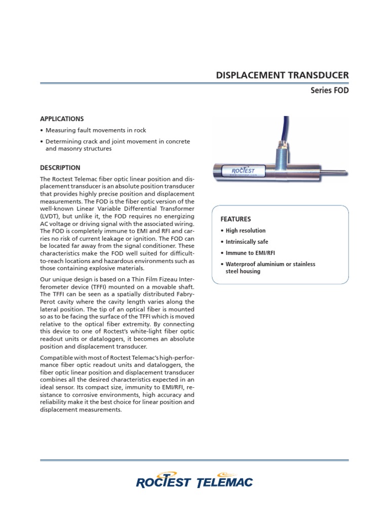 Transducer | PDF | Optical Fiber | Electrical Components