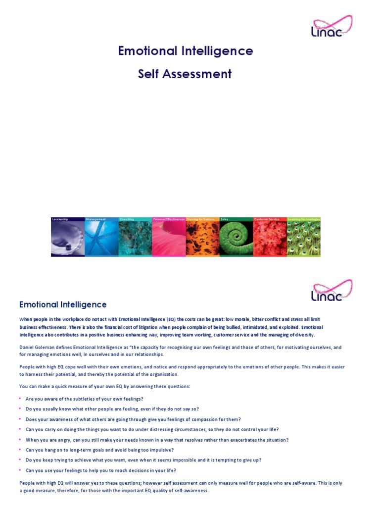 Emotional Intelligence Self-Assessment | PDF | Emotional Intelligence ...