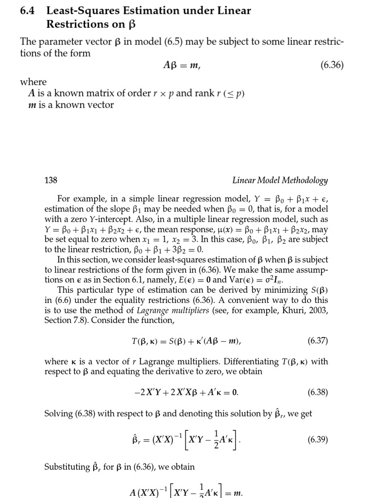 Linear Model Methodology | PDF | Distribution (Mathematics) | Ordinary ...