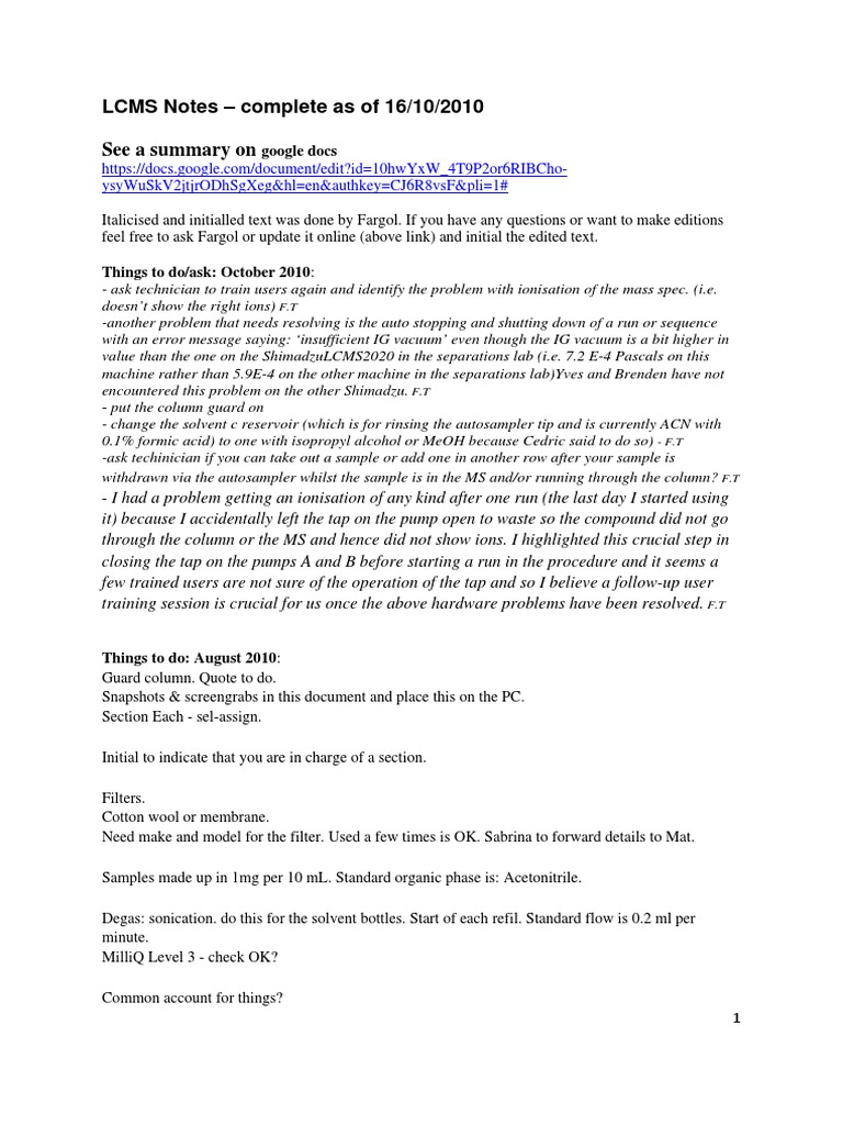 LCMS Notes Complete | PDF | High Performance Liquid Chromatography ...