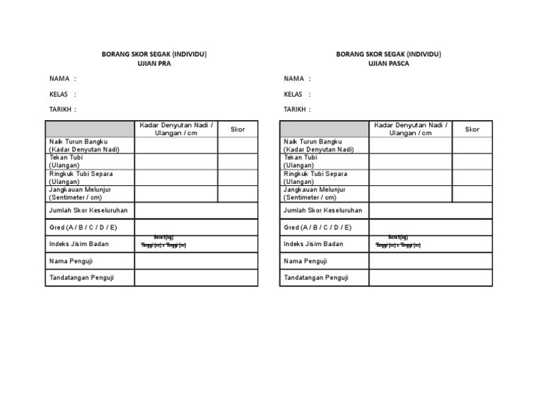 Borang Skor SEGAK | PDF