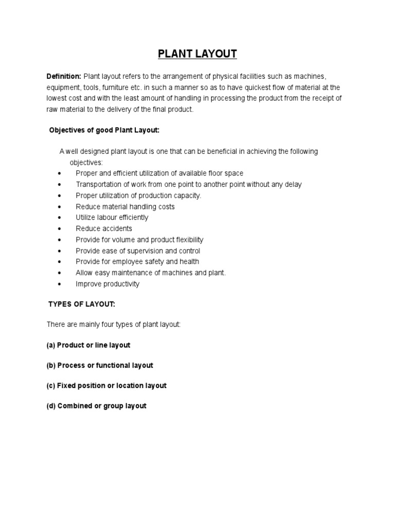 Understanding Plant Layout Types and Benefits | PDF | Inventory | Business