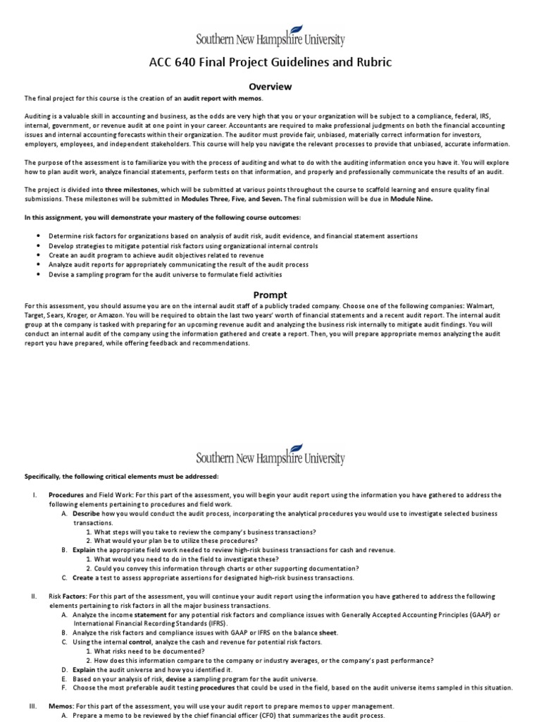 Acc640 Final Project Document PDF | PDF | Audit | International ...