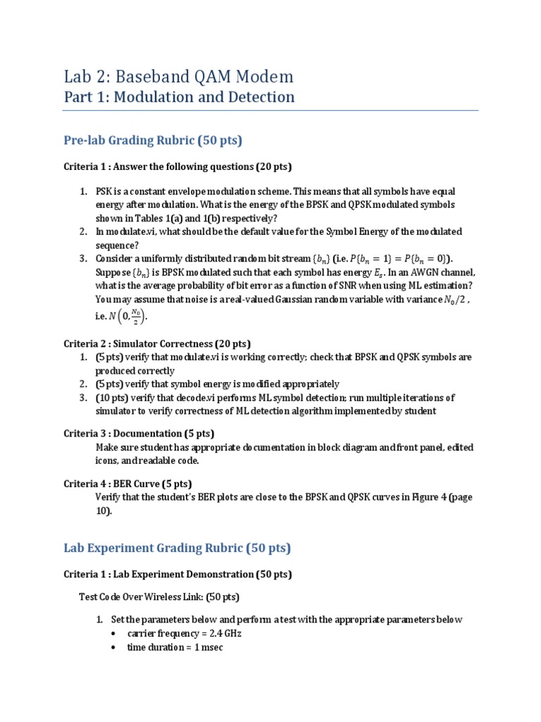 Lab Grading Rubric 2.1 | PDF | Modulation | Computer Data