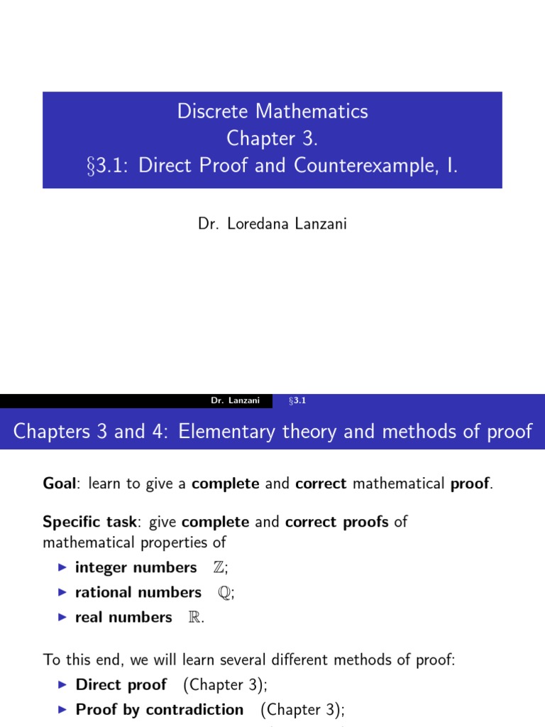 Direct Proof | PDF | Integer | Mathematical Proof