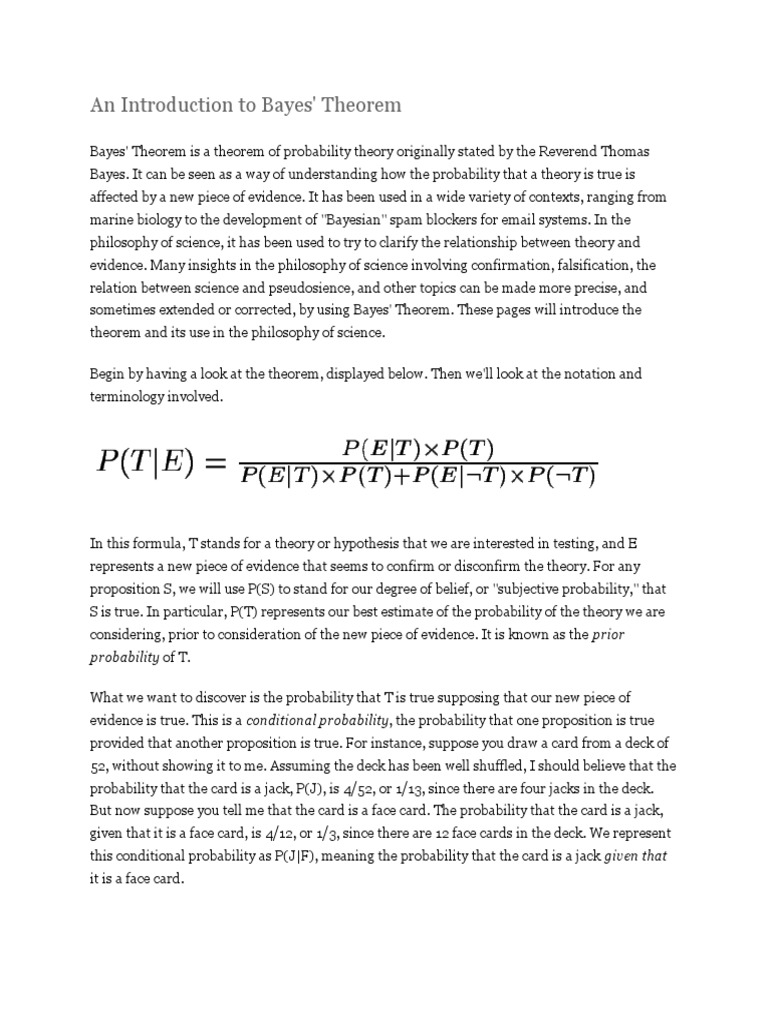 An Introduction To Bayes | PDF | Theorem | Bayesian Probability