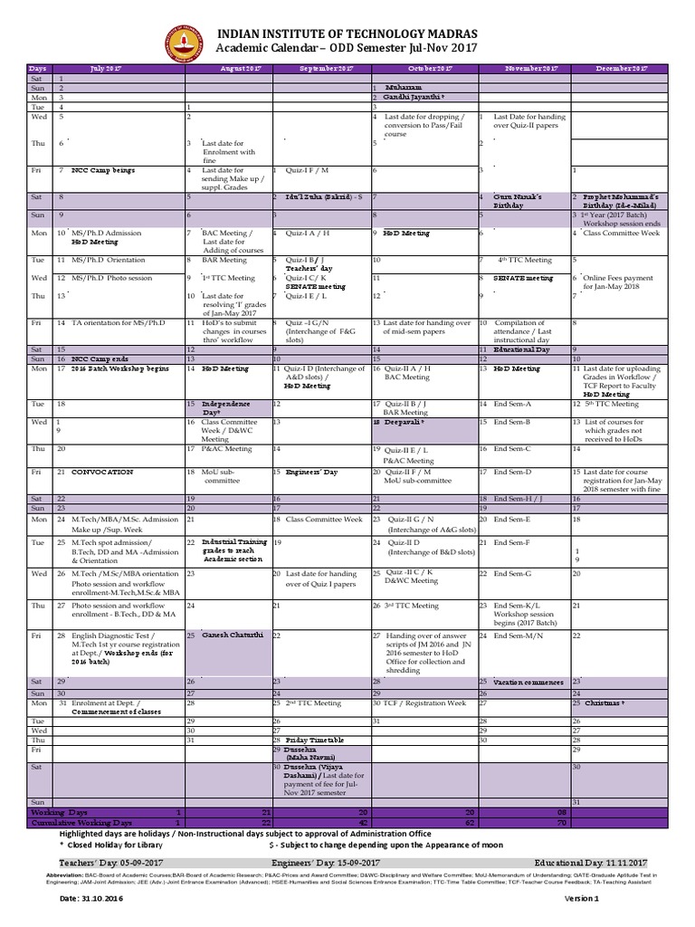 Academic Calendar For 1st Sem | PDF | Academic Term | Titles