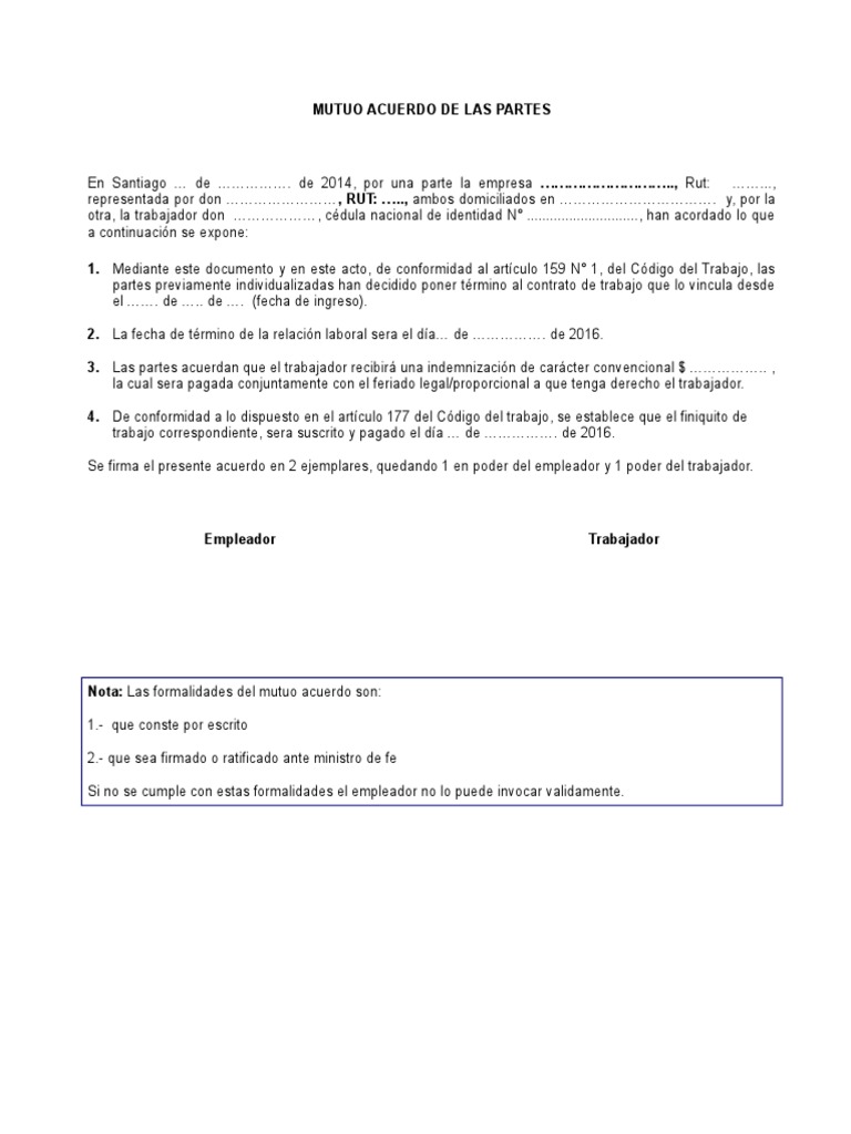 Modelo De Carta De Acuerdo