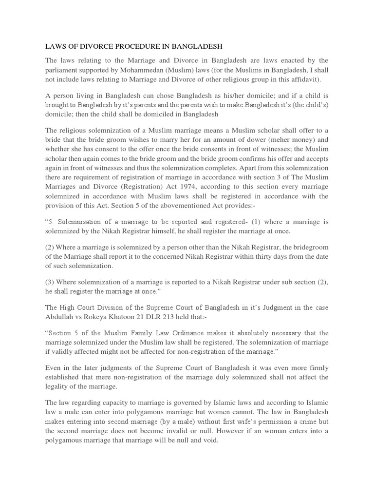 Talaq Procedure Bangladesh | PDF | Marriage | Sharia