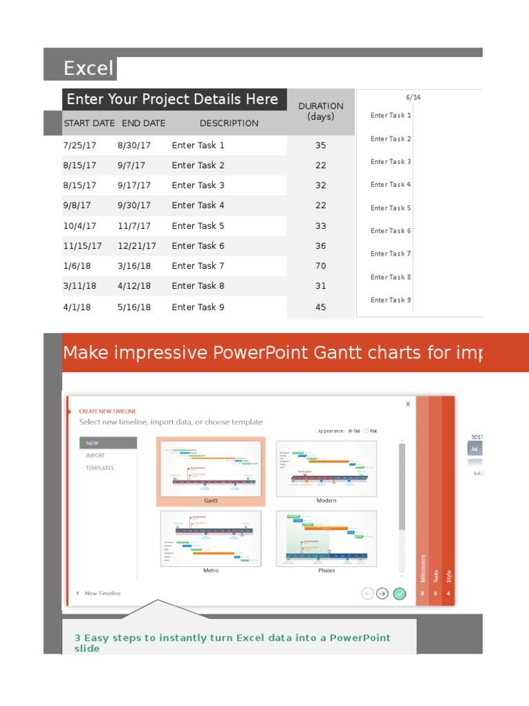 Excel Gantt Chart Template | PDF | Microsoft Excel | Microsoft Power Point