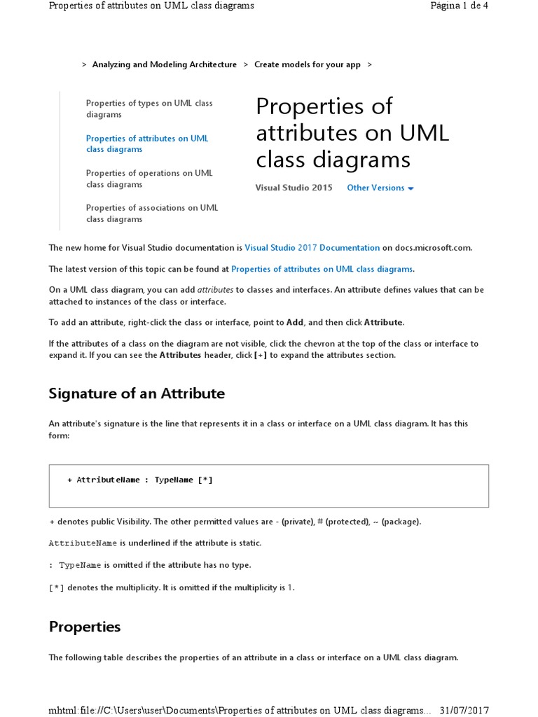 Properties of Attributes On UML Class Diagrams | PDF | Unified Modeling ...