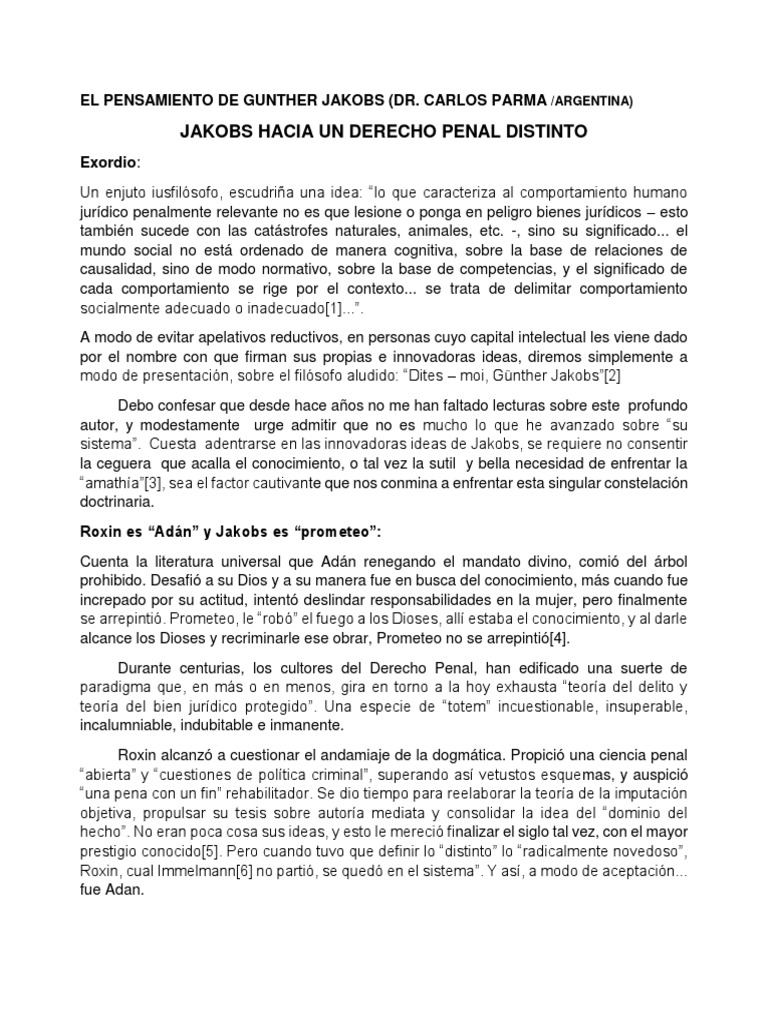 El Pensamiento de Gunther Jakobs | PDF | Derecho penal | Georg Wilhelm ...