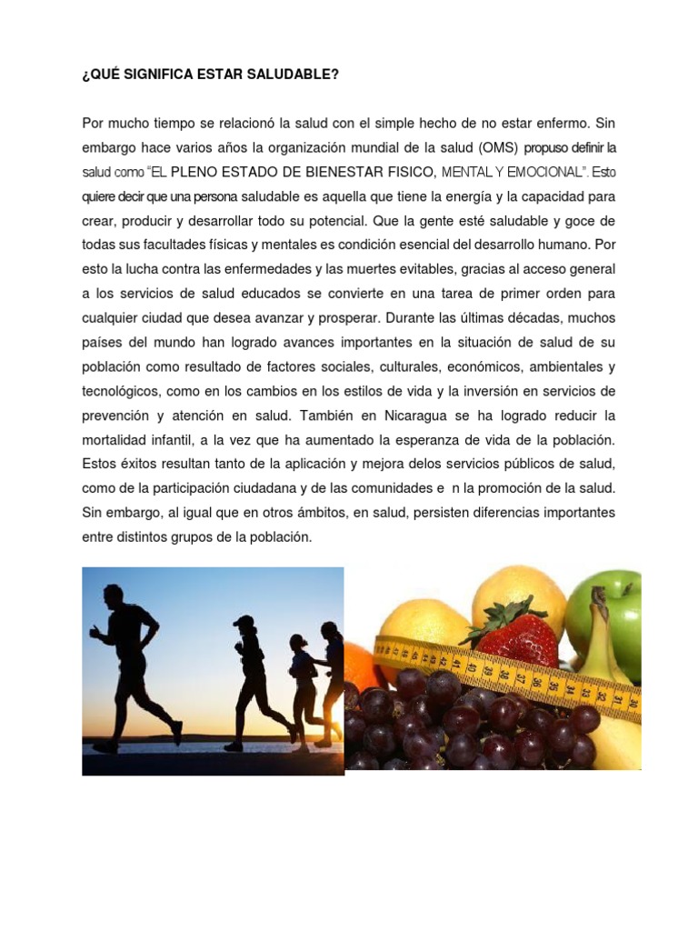 Qué Significa Estar Saludable | PDF | Unicef | Nicaragua