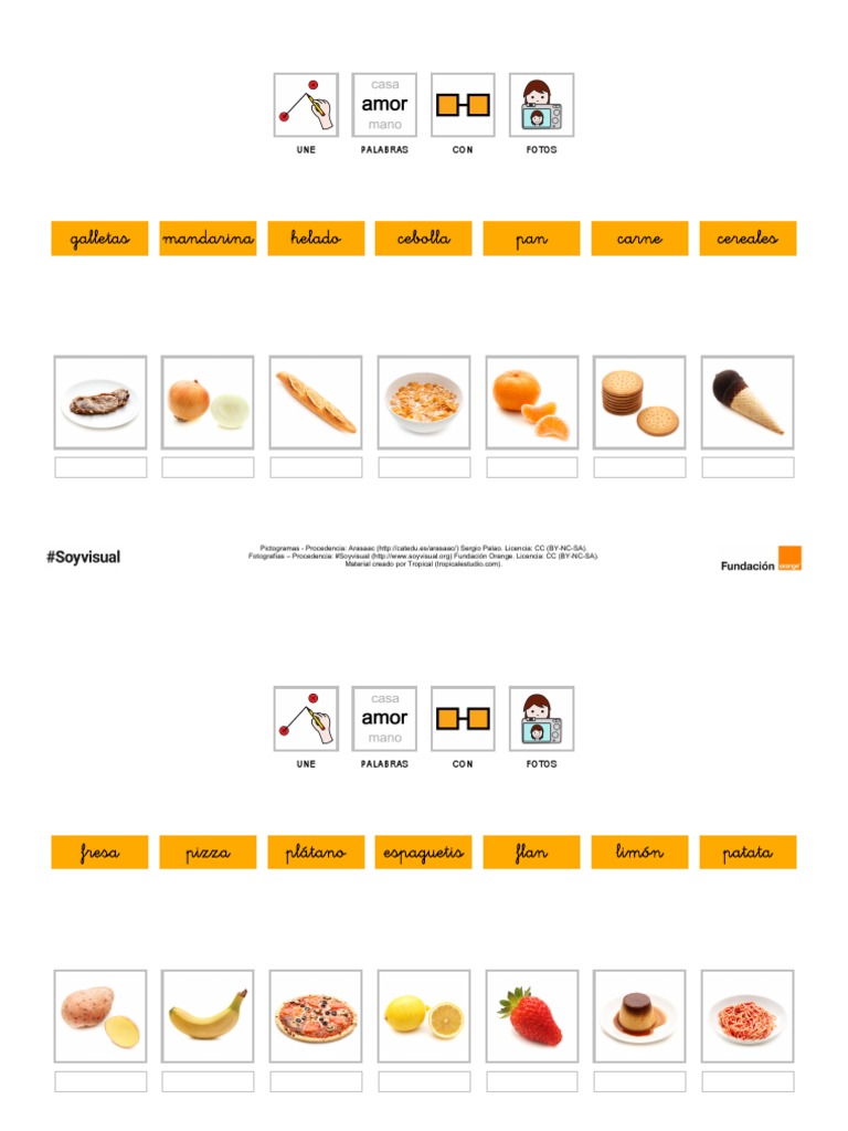 Lectoescritura Alimentos Minuscula Ligada ARASAAC Soyvisual | PDF ...