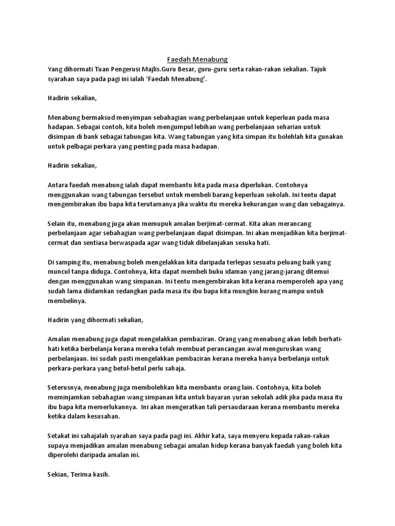 Teks Syarahan Tahun 6