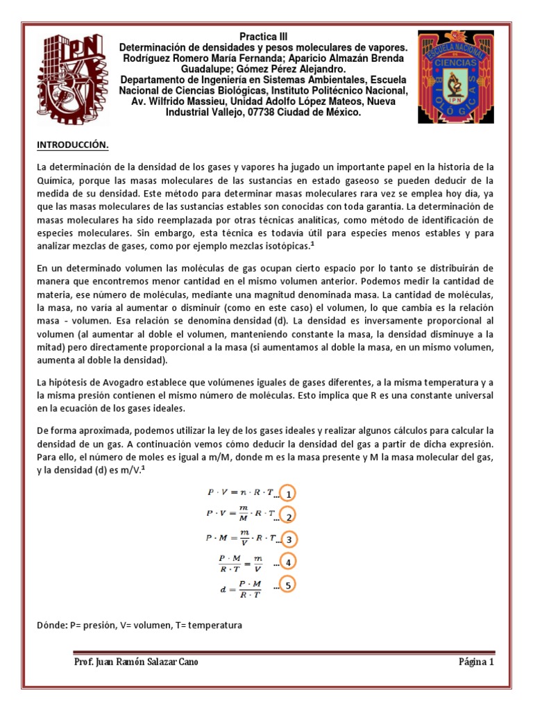 Practica 3 Termo¡ | PDF | Gases | Densidad