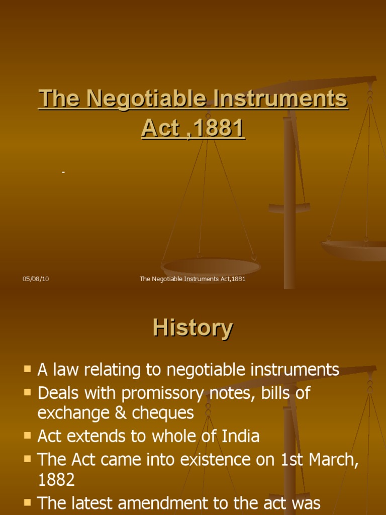 The Negotiable Instruments Act 1881 | PDF | Negotiable Instrument | Cheque