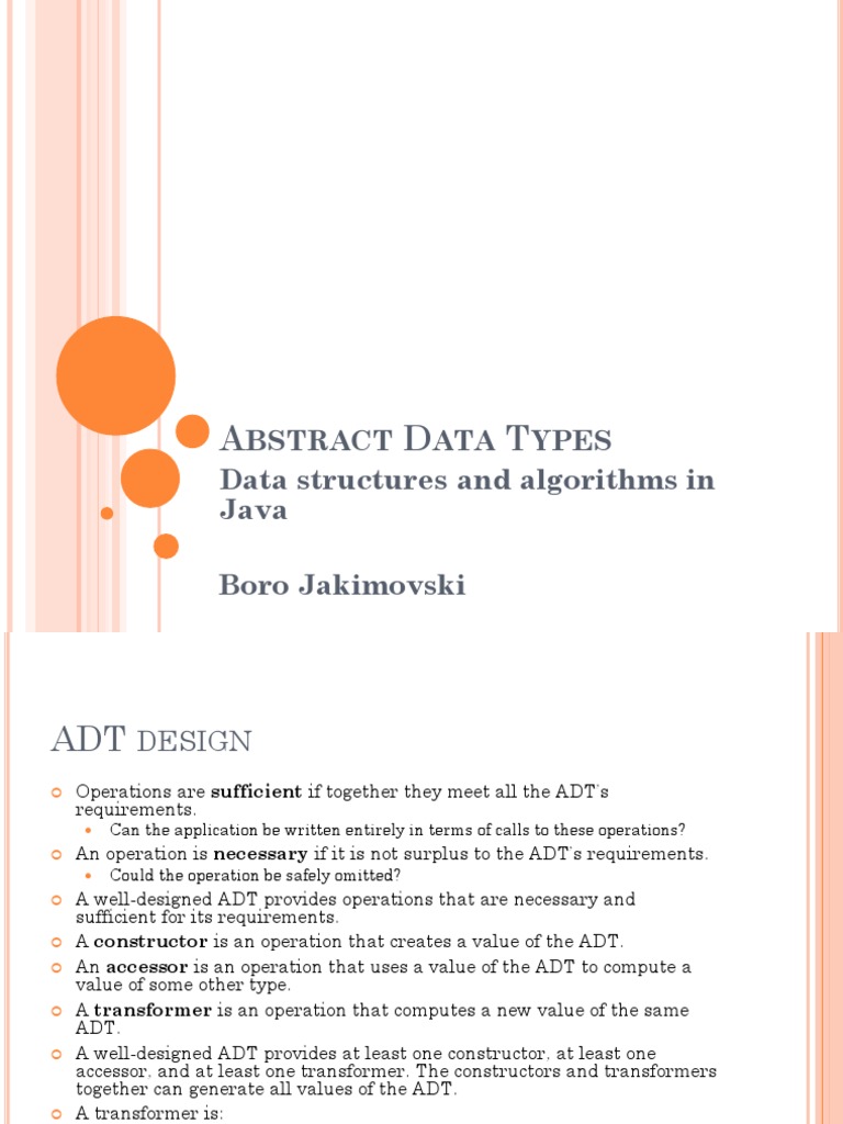 Bstract ATA Ypes Data Structures and Algorithms in Java Boro Jakimovski | PDF | String (Computer ...