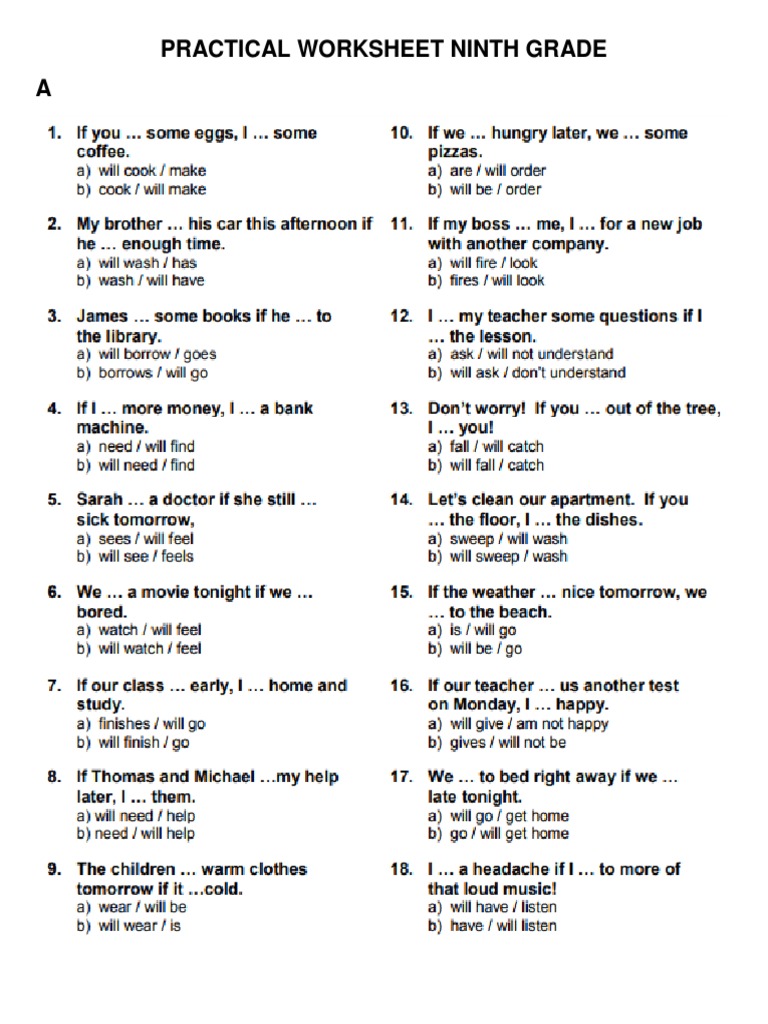 Practical Worksheet Ninth Grade | PDF