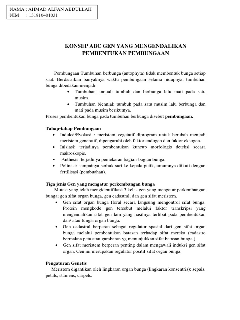 Hormon ABC Pada Pembungaan | PDF | Sains & Matematika