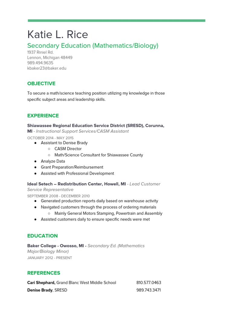 Katie Rice Resume | PDF | Career & Growth