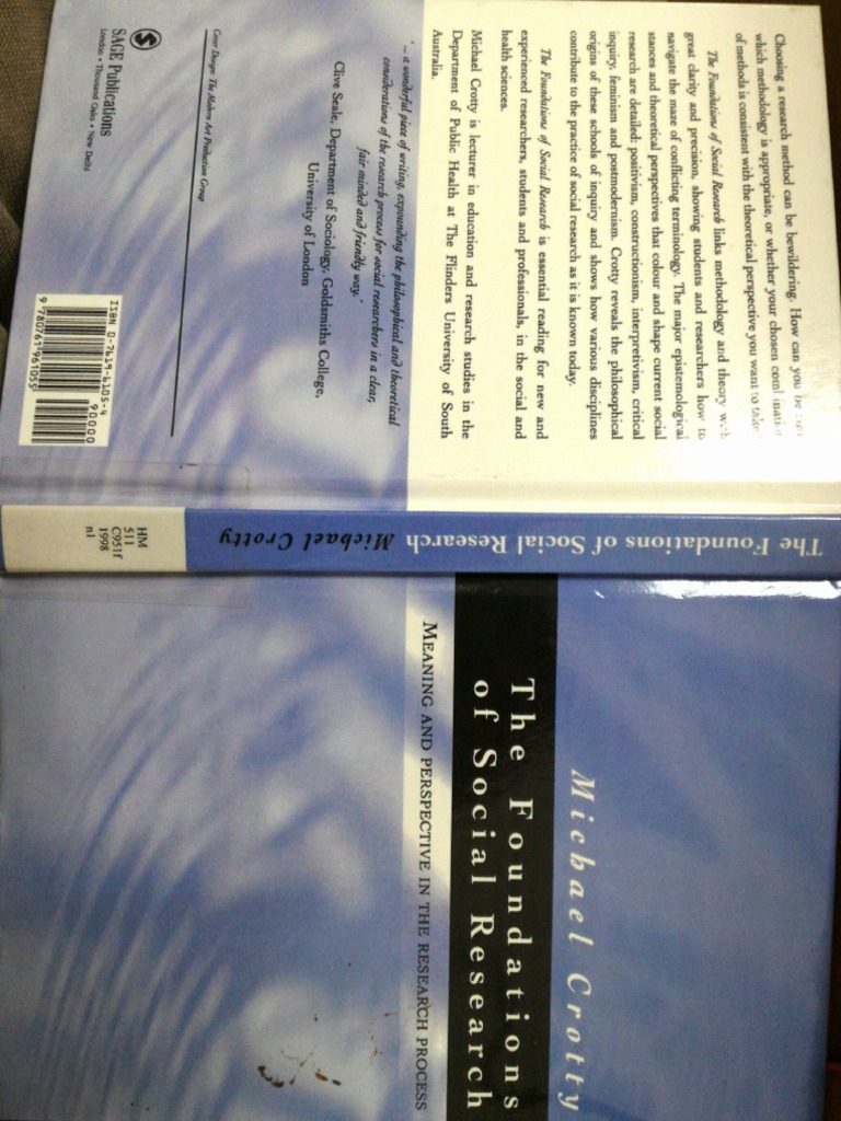 Crotty, Michael. 1998. The Foundations of Social Research: Meaning and ...