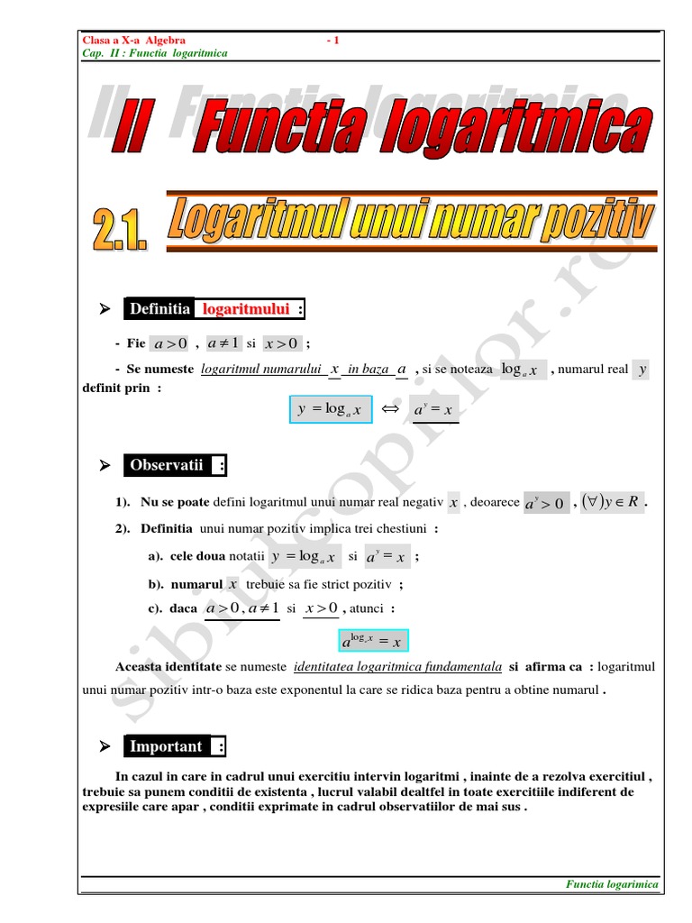 Functia Logaritmica PDF | PDF