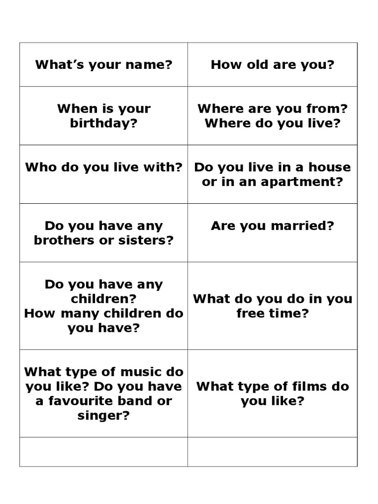 Speaking Cards - Elementary | PDF