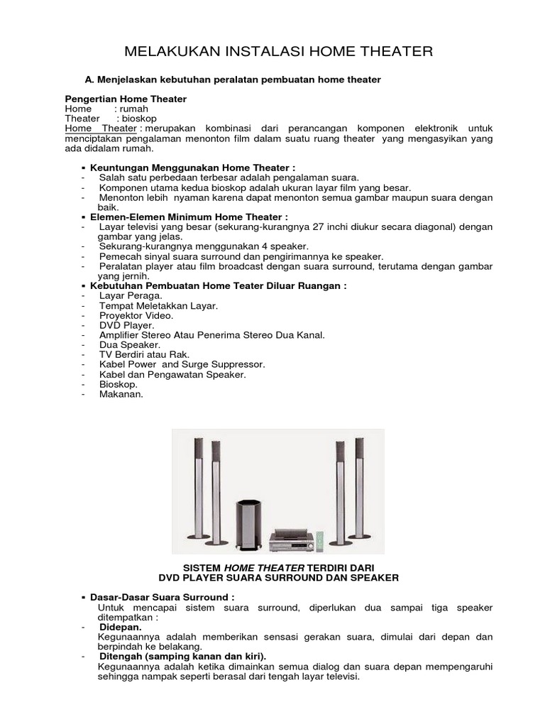 Melakukan Instalasi Home Theater | PDF