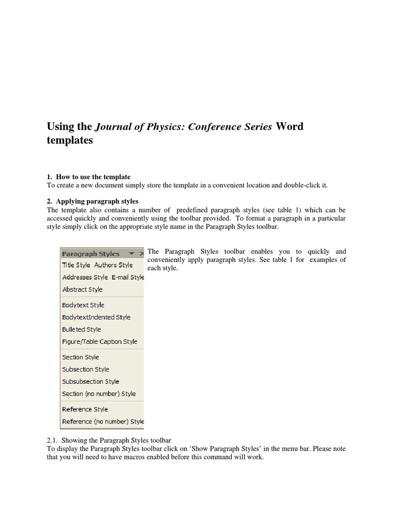 Journal of Physics Template Guide | PDF | Paragraph | Abstract (Summary)