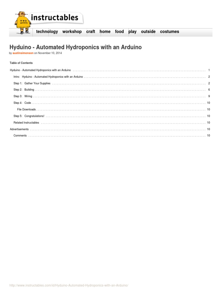 Hyduino Automated Hydroponics With An Arduino | PDF | Hydroponics | Electrical Engineering