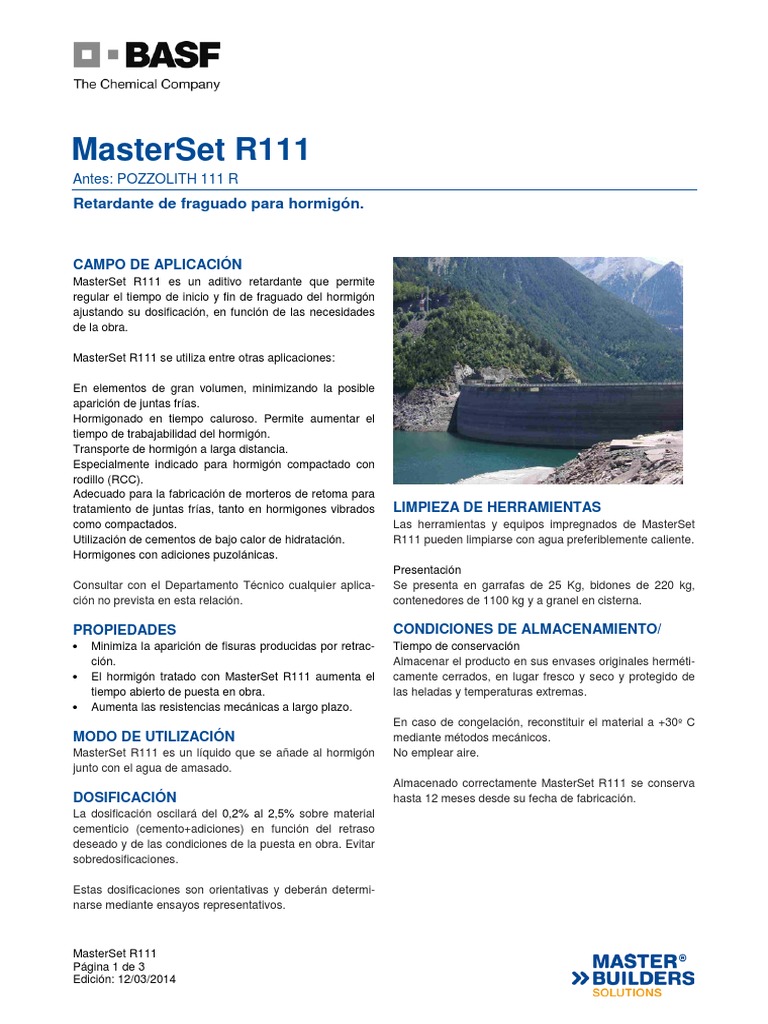 MasterSet R 111 | Descargar gratis PDF | Hormigón | Agua