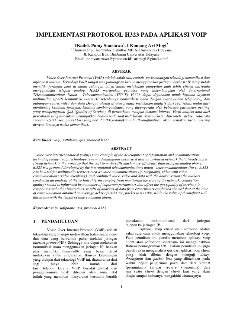 Implementasi Protokol h323 Pada Aplikasi Voip | PDF