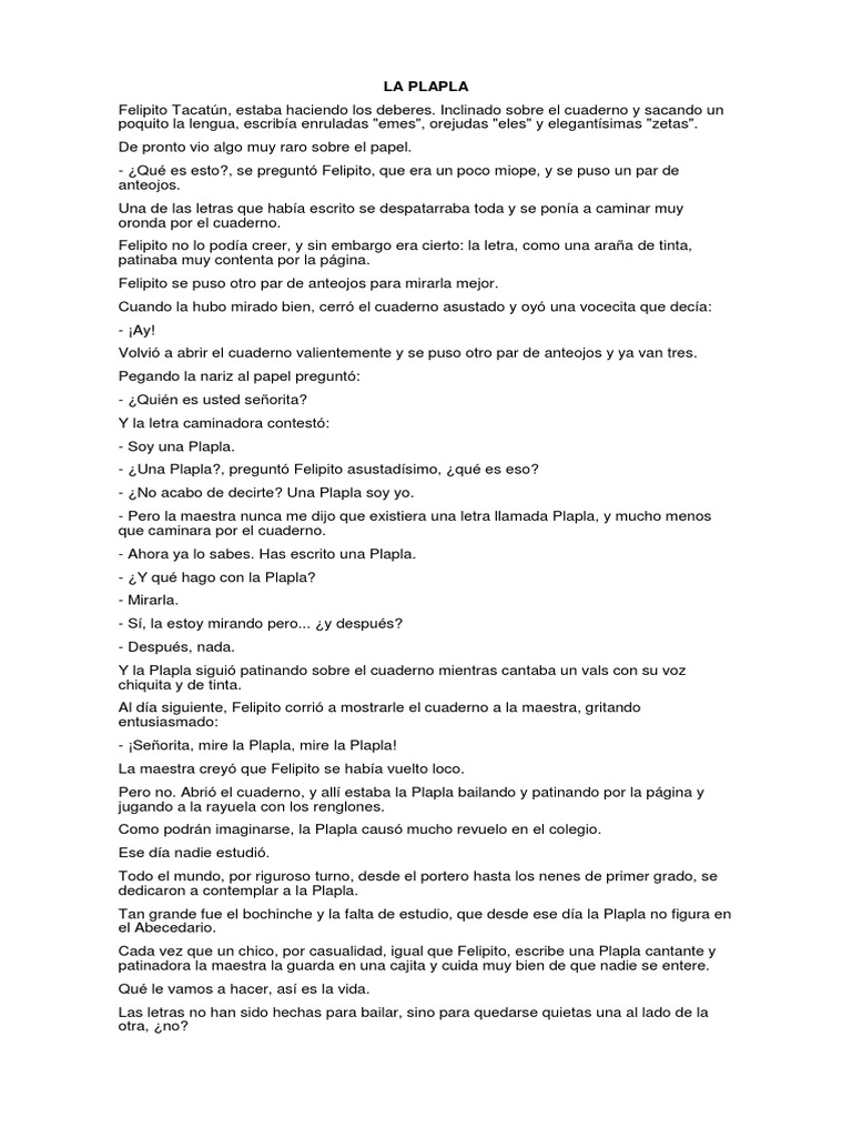 La Plapla y el Mundo de las Letras | PDF | Lingüística | Idiomas