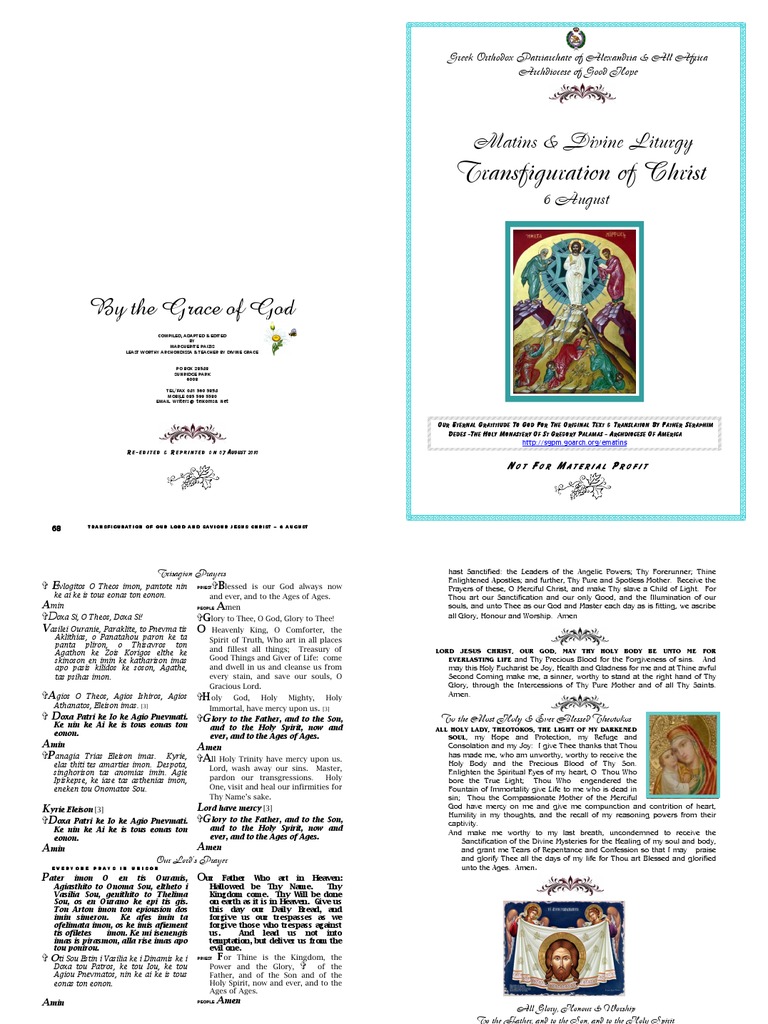 Transfiguration 2010 Mat Div Lit Pdf Glory Religion Eastern