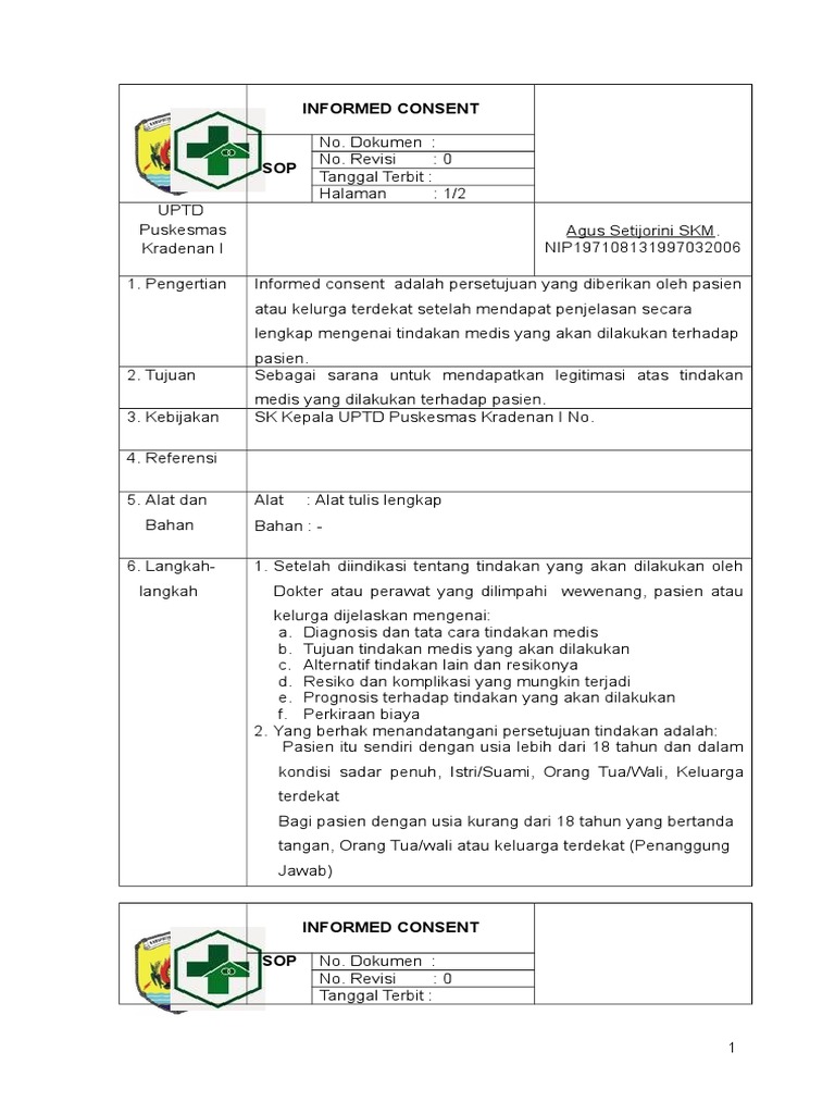 Sop Informed Consent | PDF