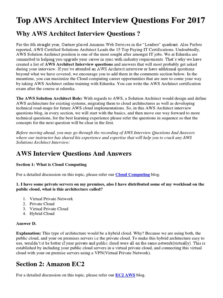 AWS Interview Question | PDF | Scalability | Cloud Computing