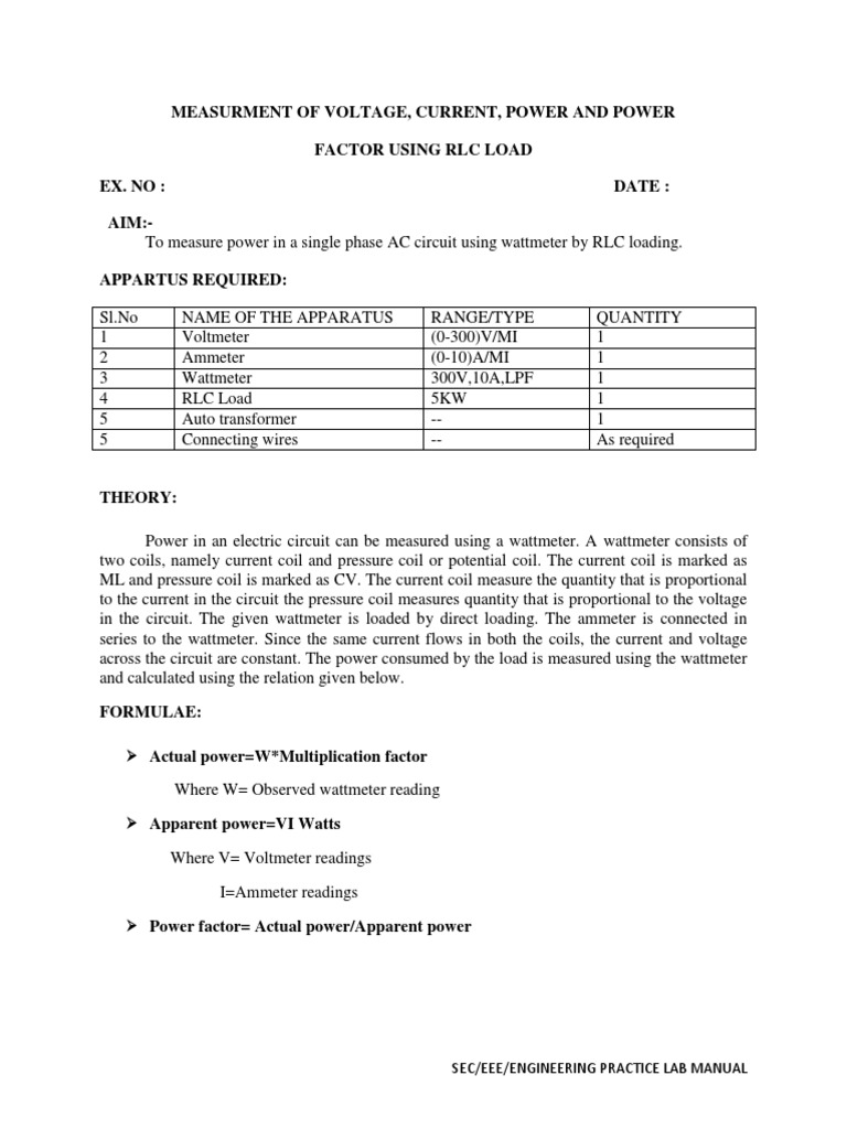 Measurement of Voltage in Engineering Practices Lab | PDF | Voltage ...