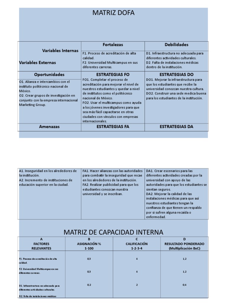 Formatos Matriz Dofa | PDF | Análisis FODA | Universidad