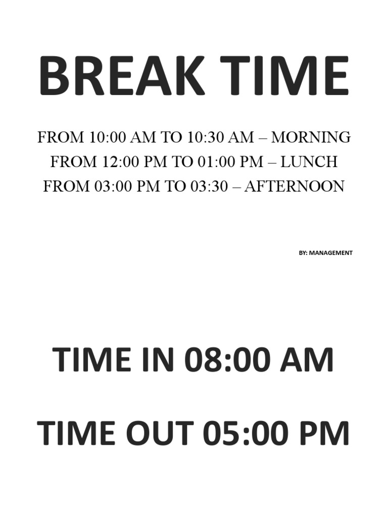 Break Time | PDF