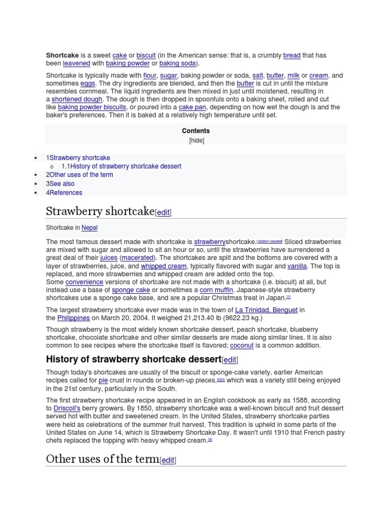 History of Strawberry Shortcake Dessert | PDF | Foods | European Cuisine