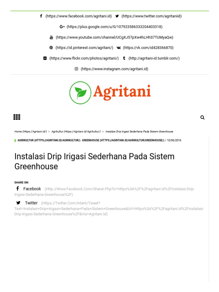 Instalasi Drip Irigasi Sederhana Pada Sistem Greenhouse | PDF
