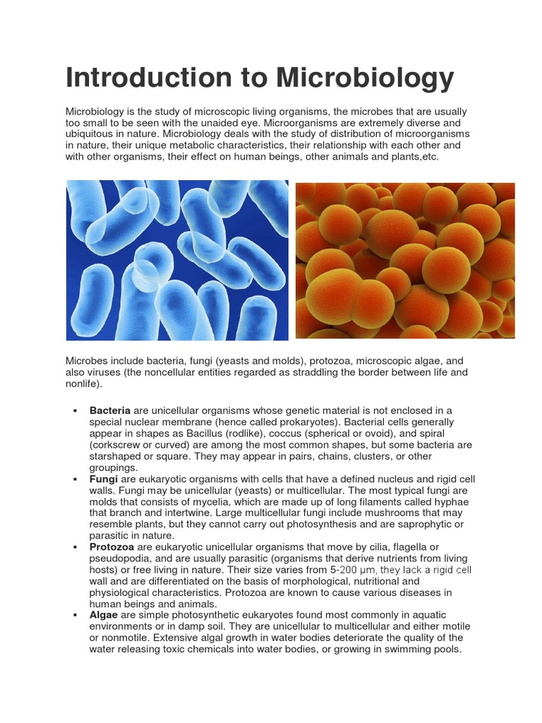 Microbiology Introduction | PDF | Microorganism | Cell (Biology) Microbiology Introduction | PDF | Microorganism | Cell (Biology)